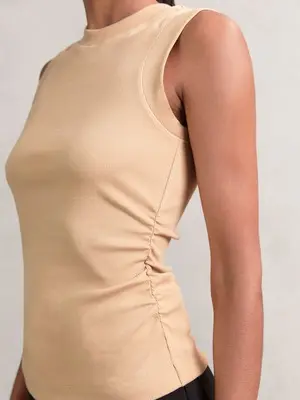 REISS Fine-rib Ruched Vest Top