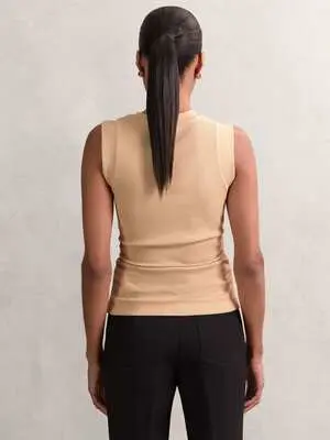REISS Fine-rib Ruched Vest Top
