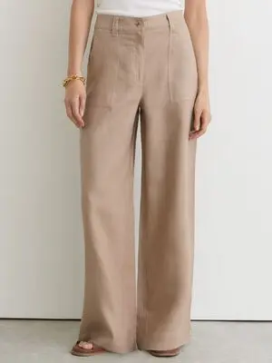 REISS Linen Wide-leg Trousers