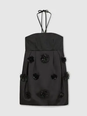 REISS Atelier Satin Embellished Corset Dress