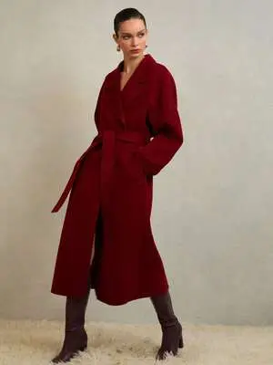REISS Atelier Wool Blindseam Belted Coat - Red