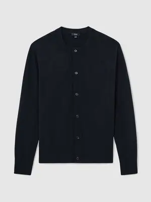 REISS Wool-cashmere Jersey-knit Cardigan - Navy