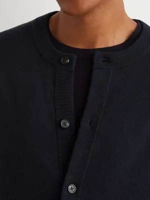 REISS Wool-cashmere Jersey-knit Cardigan - Navy