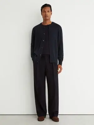 REISS Wool-cashmere Jersey-knit Cardigan - Navy