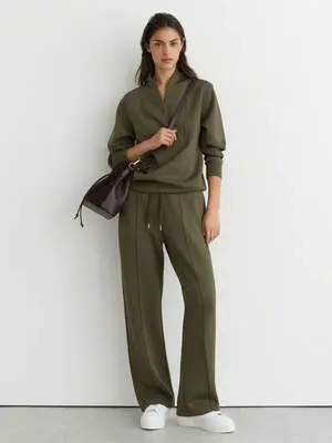 REISS Premium Interlock Shawl-neck Sweatshirt With - Khaki Green