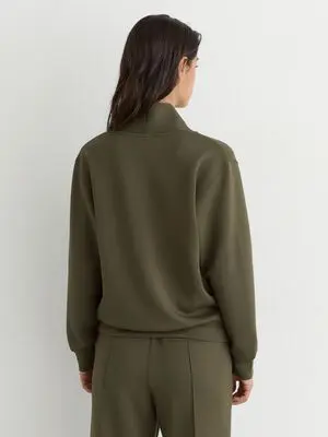 REISS Premium Interlock Shawl-neck Sweatshirt With - Khaki Green