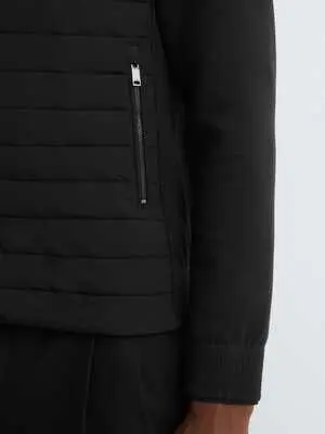 REISS Quilted Hybrid Hooded Zip-front Jacket
