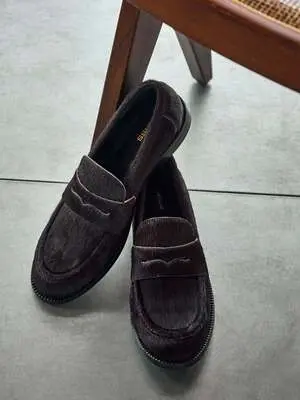 REISS Leather Pony-effect Loafers - Chocolate