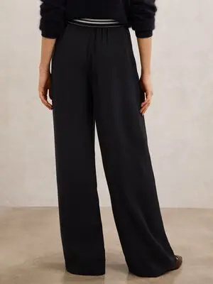 REISS Petite Elasticated-waist Wide-leg Trousers