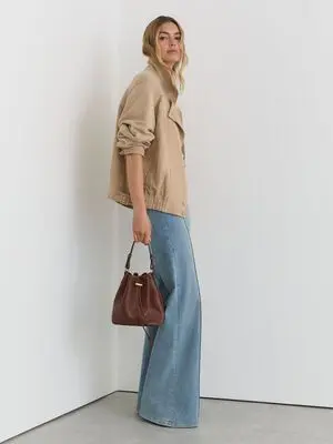 REISS Suede Oversized Jacket - Neutral