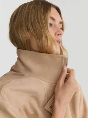 REISS Suede Oversized Jacket