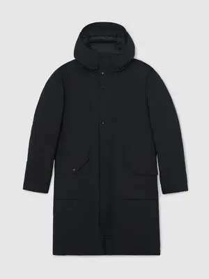 REISS Quilted Hooded Mid-length Puffer Coat