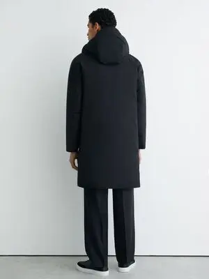 REISS Quilted Hooded Mid-length Puffer Coat