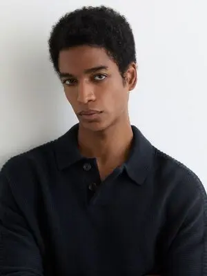 REISS Wool-blend Half-button Polo Jumper