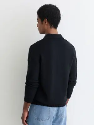 REISS Wool-blend Half-button Polo Jumper