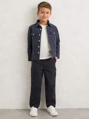 REISS 3-9 Yrs Cotton Button-through Overshirt Navy