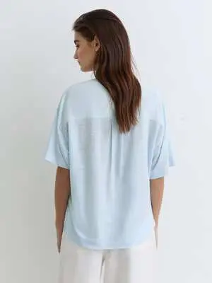 REISS Linen V-neck T-shirt