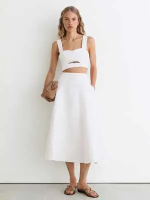 REISS Cotton-blend Jacquard Crop Top