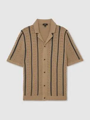 REISS Cotton-blend Textured-knit Stripe Shirt