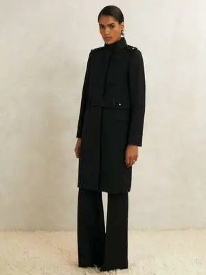 REISS Atelier Wool Belted Long Coat - Black