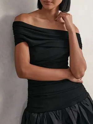 REISS Off-shoulder Puffball Mini Dress