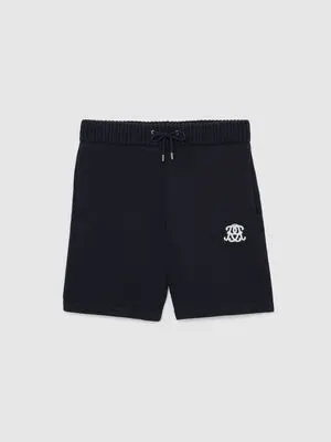REISS Monogram-embroidered Relaxed Knit Shorts