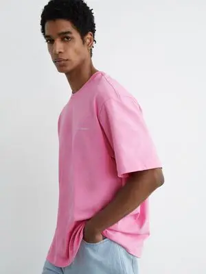 REISS Cotton Logo Short-sleeve Relaxed T-shirt - Pink