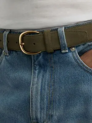 REISS Pierce Curved-buckle Belt
