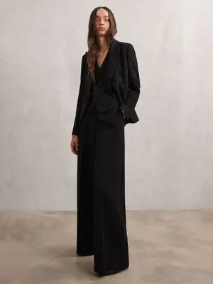 REISS Wide-leg Suit Trousers - Black