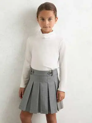 REISS 9-13 Yrs Cotton-jersey Roll-neck Top With Stretch - Ivory