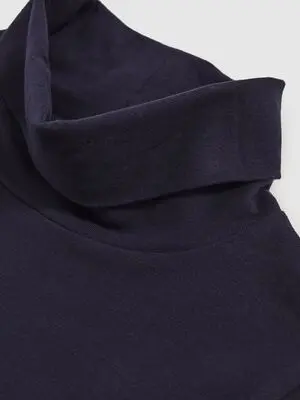 REISS 9-13 Yrs Cotton-jersey Roll-neck Top With Stretch - Navy