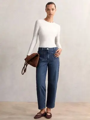 REISS Straight-leg Patch-pocket Jeans - Mid Blue