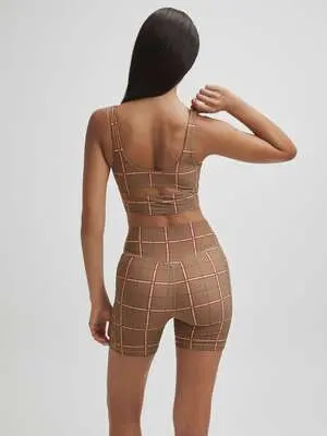 The Upside Check Sports Bra - Brown Check
