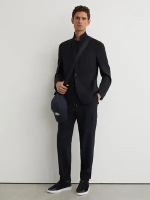 REISS Slim-leg Drawstring Cargo Trousers - Navy
