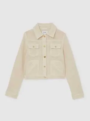 REISS Cotton-blend Textured Trucker Jacket