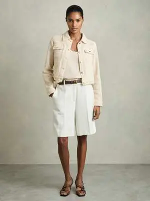 REISS Cotton-blend Textured Trucker Jacket
