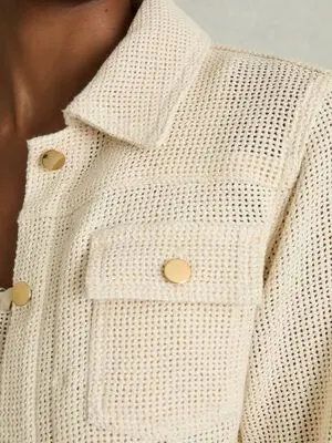 REISS Cotton-blend Textured Trucker Jacket