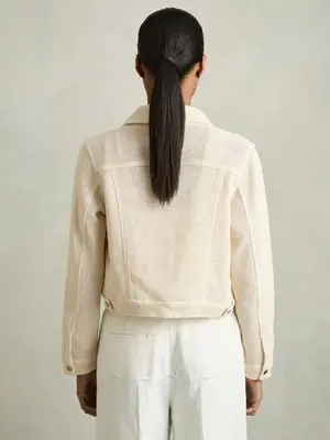 REISS Cotton-blend Textured Trucker Jacket