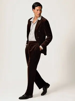 REISS White & Brown Stripe Cuban-collar Piped Shirt