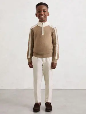 REISS 3-9 Yrs Half-zip Contrast Knitted Jumper With Wool