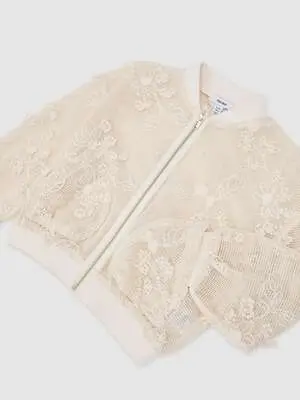 REISS 9-13 Yrs Floral-embroidery Lattice Bomber Jacket