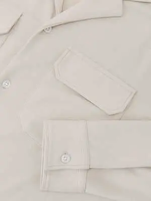 REISS Jersey Twin-pocket Cuban-collar Overshirt