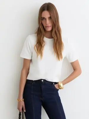 REISS Stretch-cotton Ribbed-neck T-shirt