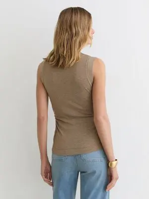 REISS Funnel-neck Jersey-knit Vest With Wool - Dark Neutral