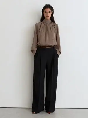 REISS Geometric-print Tie-neck Blouse