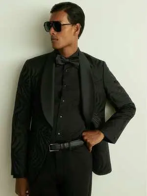 REISS Wool-blend Jacquard Tuxedo Jacket