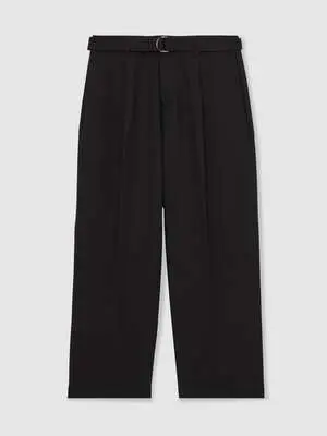 REISS Monogram Relaxed-fit Belted Trousers - Black