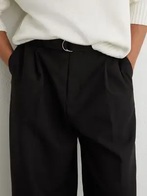 REISS Monogram Relaxed-fit Belted Trousers - Black