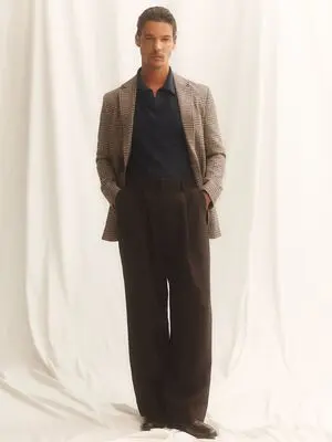 REISS Monogram Relaxed-fit Belted Trousers - Brown