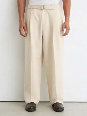 REISS Monogram Relaxed-fit Belted Trousers - Stone